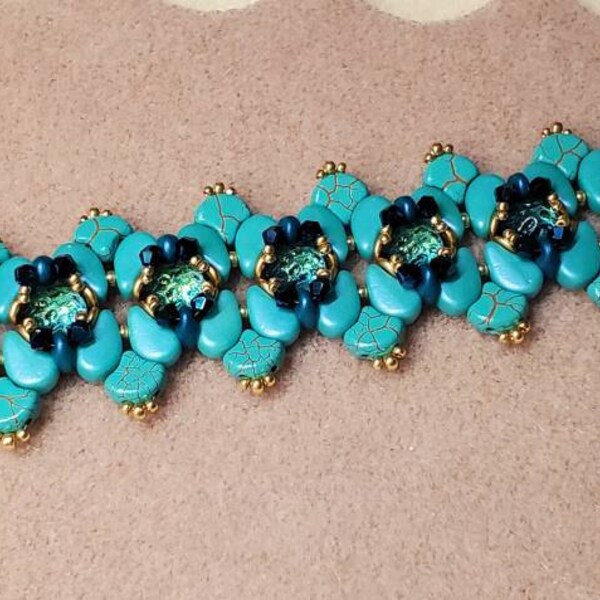 Flower Tennis Bracelet Beading Tutorial – PDF Pattern With Seed Beads, Pearls, Bicone Beads ...