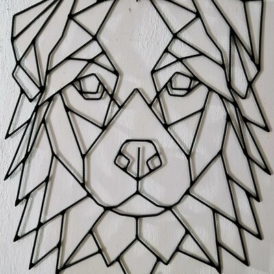 Border Collie Metal Wall Art, Geometric Dog Wall Decor, Wire Dog ...