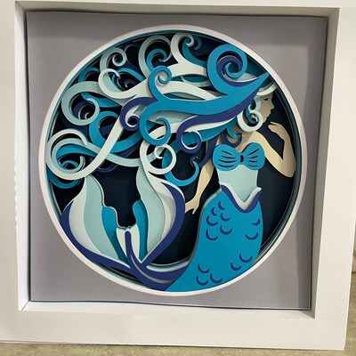 3D MERMAID Svg TROPICAL Shadow Box for Cricut for Silhouette - Etsy
