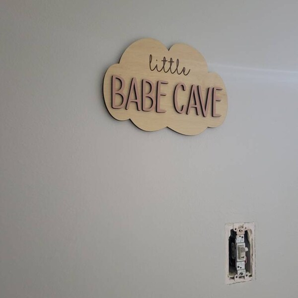 Little Babe Cave Girls Room Sign, Cloud Nursery Wall Decor, Cloud Nursery Decor, Girls Playroom ...