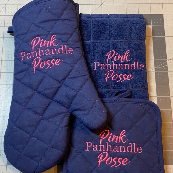 Personalized Kitchen Set, Oven Mitt Pot Holder Kitchen Towel Set ...