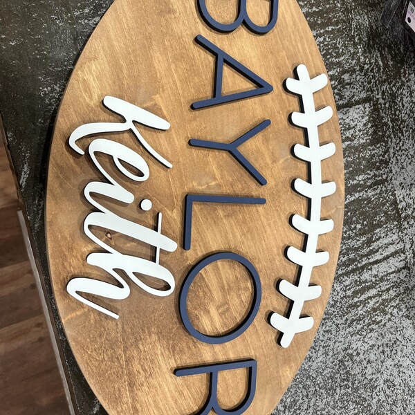 Football Name Sign | 18-36" Diameter | Round Sign | Child Baby Name ...