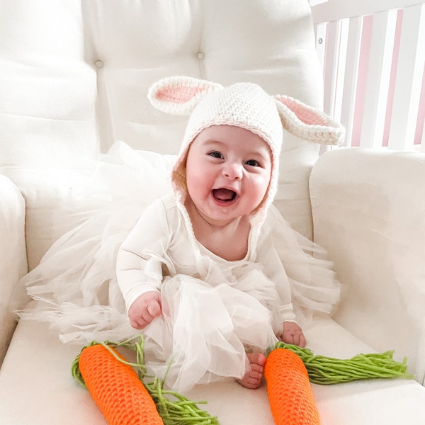 Bunny Hat Baby Rabbit Earflap Hat in Size 6 to 12 Months, Sizes New ...