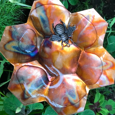 Copper Bee Bath Garden Art Help Garden Pollinators - Etsy UK
