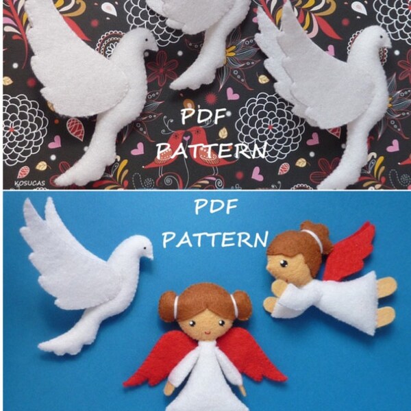 PDF Sewing Pattern to Make Felt Small Angels and a Dove - Etsy