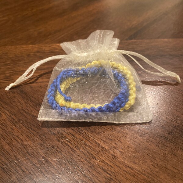 Handmade Bracelet With Ukrainian Flag Colors and Trident Charm. Stand ...