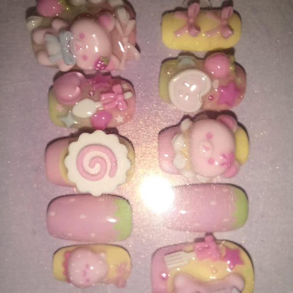 Pikmin Hand-painted Press-on Nails - Etsy