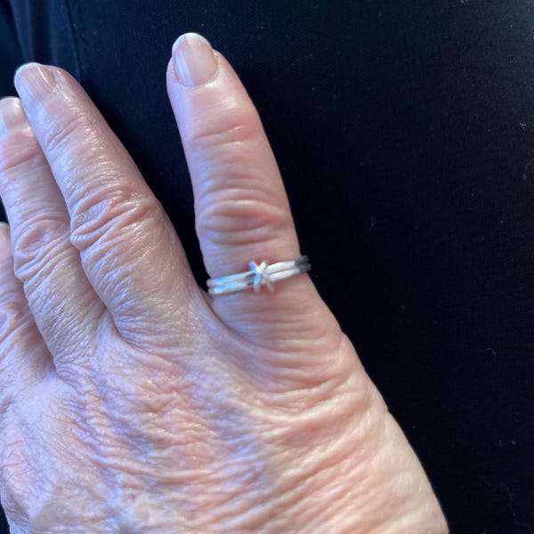 Sterling Silver Double Fidget Ring: Handmade Knot Bead Spinner Anxiety ...