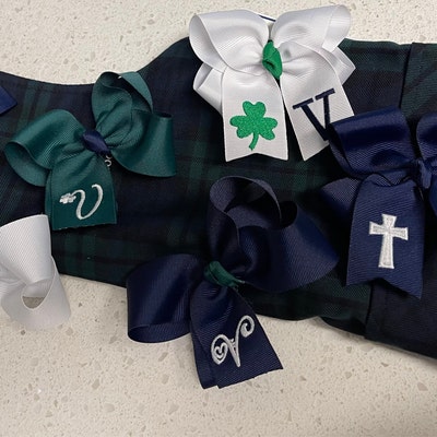 You Choose Colors...monogrammed Medium or Large Hair Bow W/ Back to ...