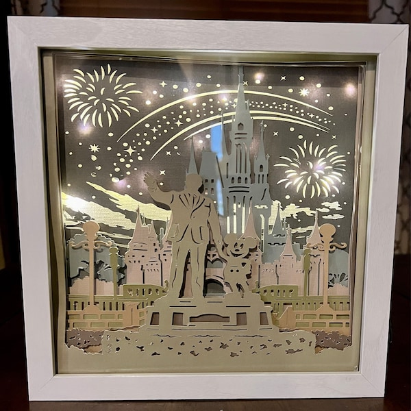 3D Castle Firework Shadow Box SVG: Layered Paper Cut Template - Etsy