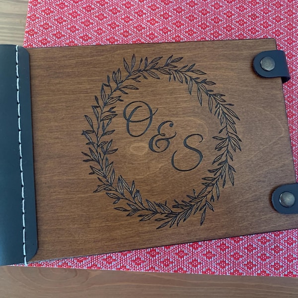 Rustic Style Wedding Personalized Guest Book With Wreath and Your Name ...
