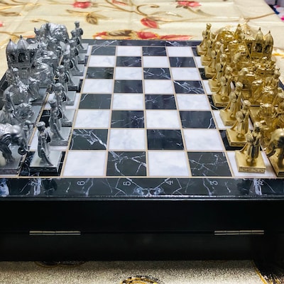 Skull Chess Set With Chessboard Skeleton Multicolor Chess Game Death's ...