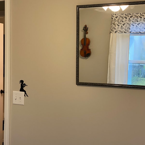 Light Switch Fabric Wall Sticker Girl Playing Violin Wall Decal Teen ...