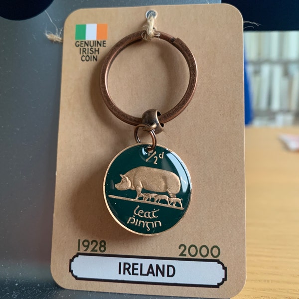 Lucky Silver Sixpence Keyring / Old Irish Coin / Greyhound & Harp /1928 ...