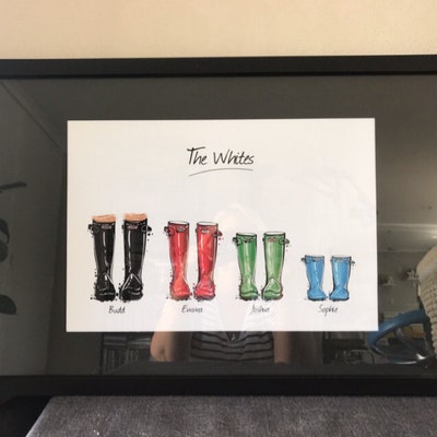 Wellies Print, Wellington Boot, Print, Wall Art Print, Family Gift ...