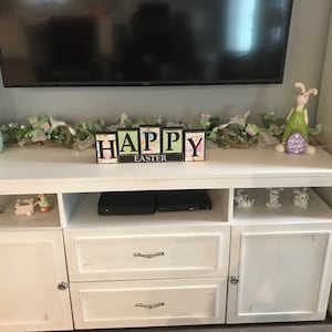 Easter Decor, Wood Happy Easter Block Sign, Hoppy Easter Sign, Easter ...