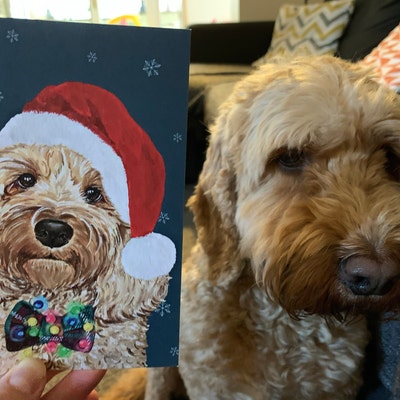 Red/golden Cockapoo Christmas Card - Etsy