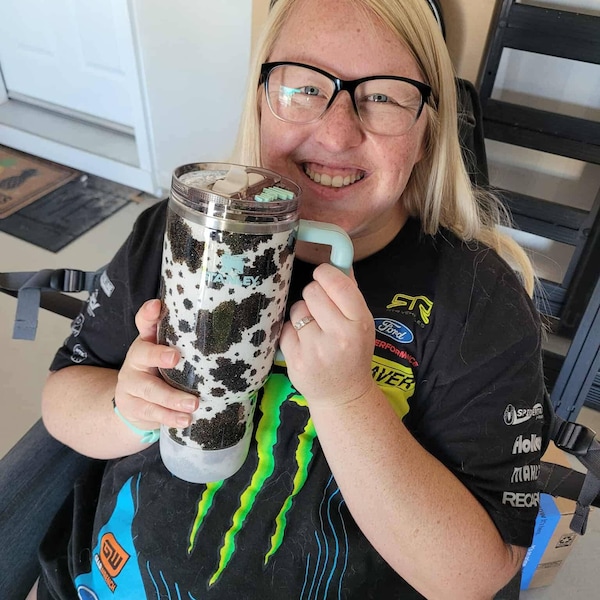 Custom Leopard - Authentic Stanley Tumbler - Epoxy Gold Glitter Leopard ...