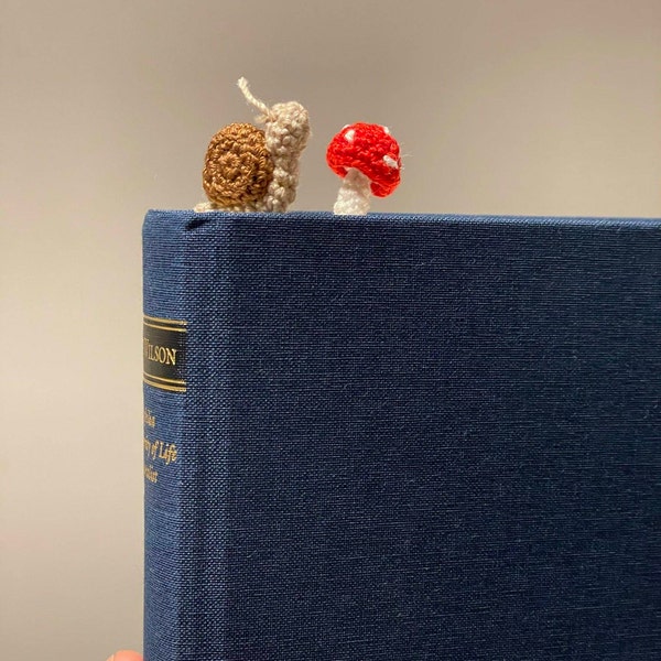 Mushroom Crochet Bookmark, Snail Crochet Bookmark, Crochet Bookmarks ...