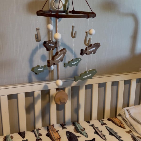 Bass Fishing Crib Mobile: Woodsy Nursery Decor - Etsy