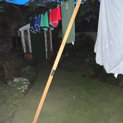 Washing Clothes Line Prop Pole Wooden Gold Stain Collapsible Handmade ...