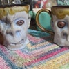 Tentacle Mug in Charcoal Black Glaze With Red Mottled Spots, Made to ...
