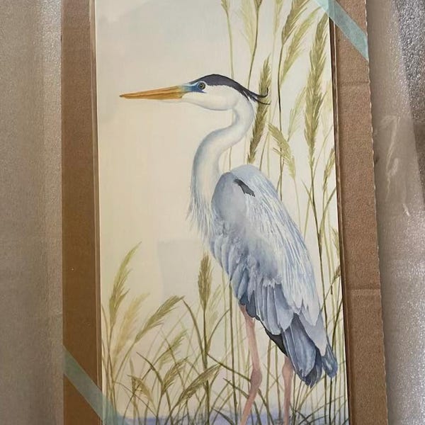 Great Blue Heron Original Watercolor Fine Art Prints Set of 2 ...