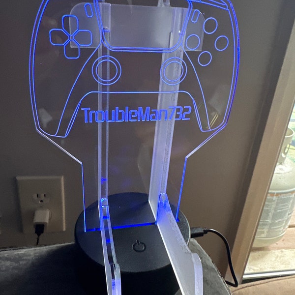 Personalised Neon Blue Controller and Headset Gaming Station With ...