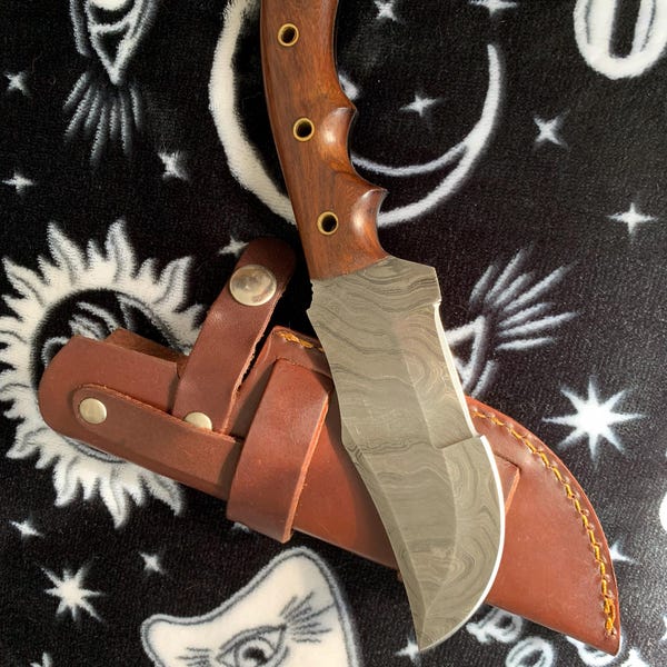 Damascus Kabar Knife With Sheath Custom Handmade Damascus Bowie Knife ...