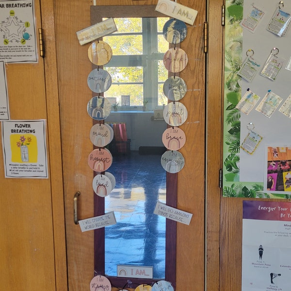 BOHO RAINBOW Affirmation Station | Positive Affirmations Mirror Display ...