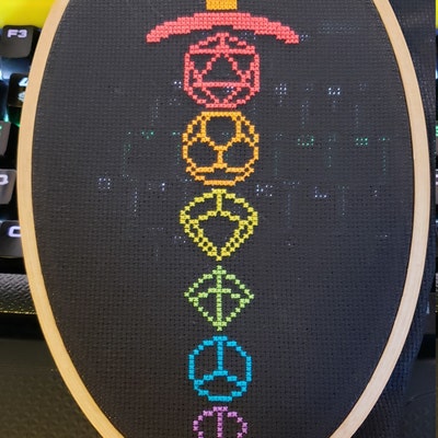 Dice Sword Cross Stitch Pattern, Rainbow Game Embroidery, Dice ...