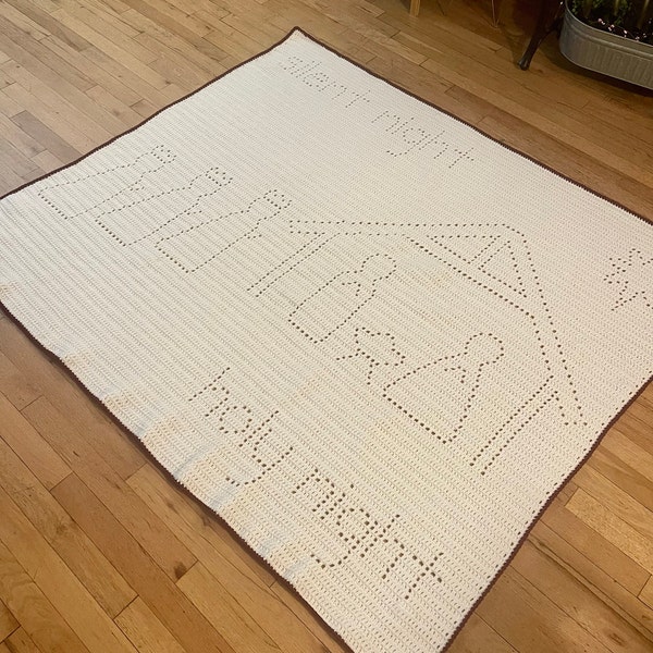 Filet Crochet Nativity Blanket Pattern | Christmas Afghan Crochet ...