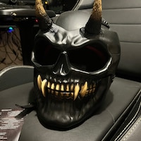 The Black Demon Skull Motorcycle Helmet Custom DOT and ECE - Etsy Singapore