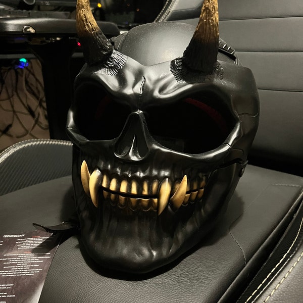 The Black Demon Skull Motorcycle Helmet Custom DOT and ECE Approved - Etsy