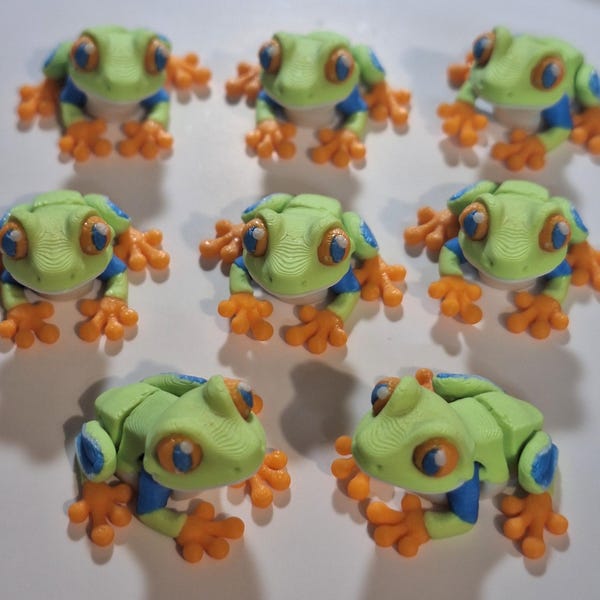 Frogs | 3D Printed | Flexi Tree Frog Fidget Toy | Poseable Pocket Pal ...