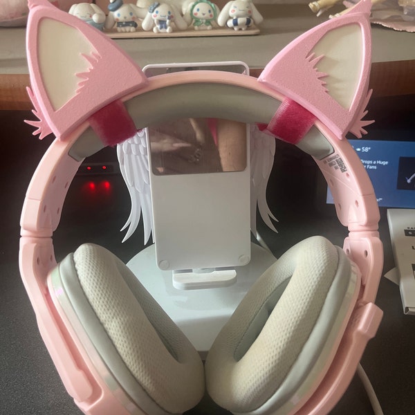 Pink Cartoon Cat Ears, Streaming Headset Cat Ears, Streaming Headphone ...