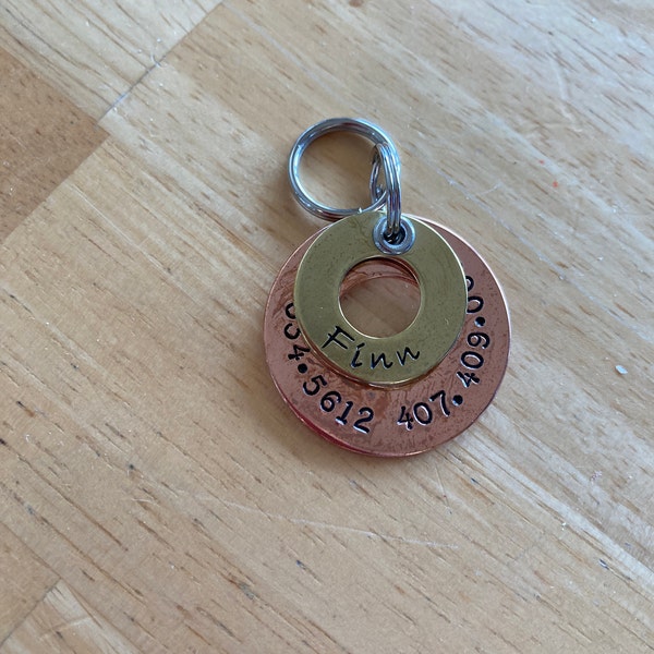 Copper and Brass Dog Tag - Dog Id Tag - Custom Pet ID Tag - Pet Tag ...