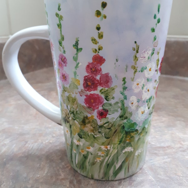 Hand Painted Cup and Saucer , Wild Flowers Cup, Coffee Cup, Tea Mug ...