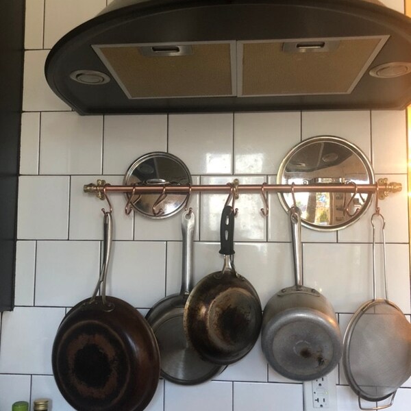 Handmade Copper and Brass Pot and Pan Rack, Copper Rails, Copper ...