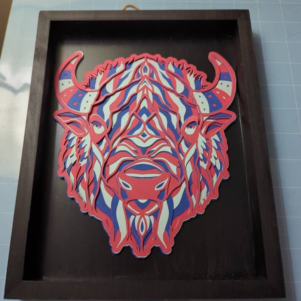 Bison Head Layered Design for Cutting, Vector File for Laser and Paper ...
