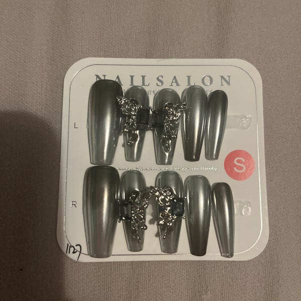 Handpainted Fake/false Nails, Prom/event/birthday Nails, Goth/gothic ...