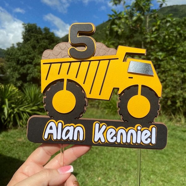 Construction SVG - CAKE TOPPER - 5th Birthday - Dump Truck Cake Topper ...