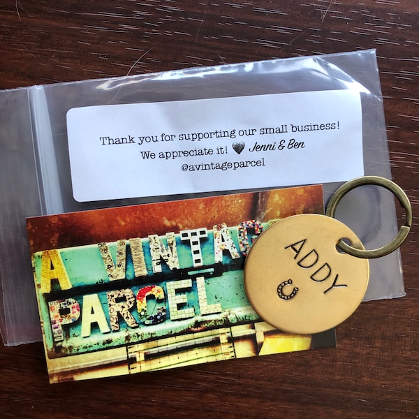 Custom Hand Punched Round Brass Tag - Hand Stamped Key Tag - Hand Made ...