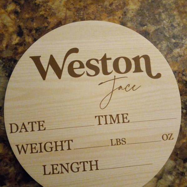 Baby Birth Sign | Personalized Wood Birth Announcement Sign | Printed ...