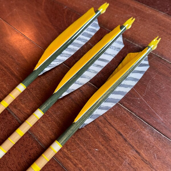 6 Hand Painted Port Orford Cedar Wood Arrows. WEIGHT MATCHED, 35-40 ...