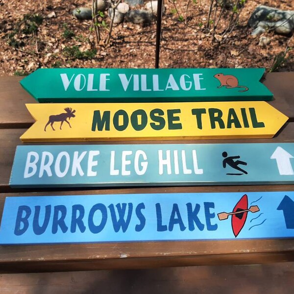 Hand Painted & Cut Wood Directional Sign 24 X 3 1/2 Custom Colors Arrow ...
