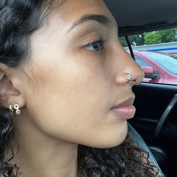 Ruby Flower NOSE RING // Gold Nose Ring Hoop - Conch Piercing - Septum ...