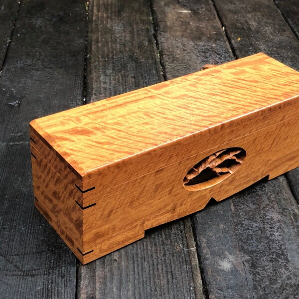 Dark Wood Square Box Full Moon and Carved Trees by Sewelson - Etsy