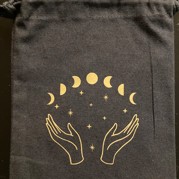 Moon Witch Drawstring Pouch Bag for Tarot Cards, Crystals, Witchy ...