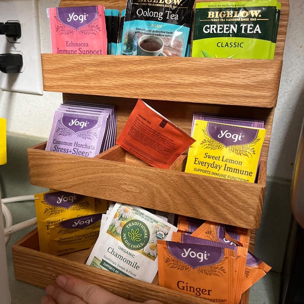 Wooden Tea Organizer With Wall Mount for Tea Storage | Modern Teabag ...